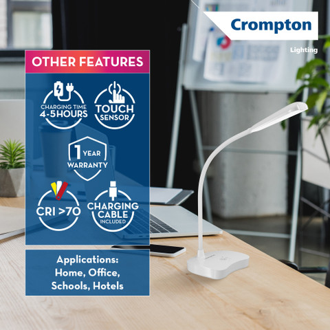 Crompton DeskJoy 5w Rechargeable LED Table Lamp Table Lamp Price in ...