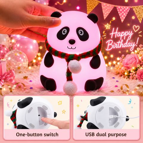 ANKRI Cute Panda Night Light for Kids Silicone Color Changing Table ...