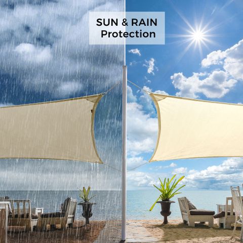 Hippo Waterproof Sun Shade Sail HDPE Fabric Rain Protection (IVORY-GLOW ...