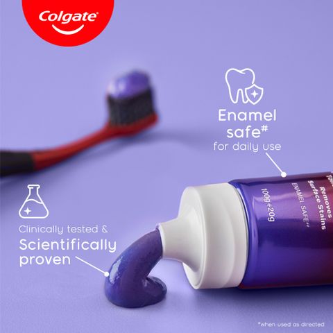 Colgate Visible White Purple Toothpaste, Color-Corrects Yellow Tones on ...