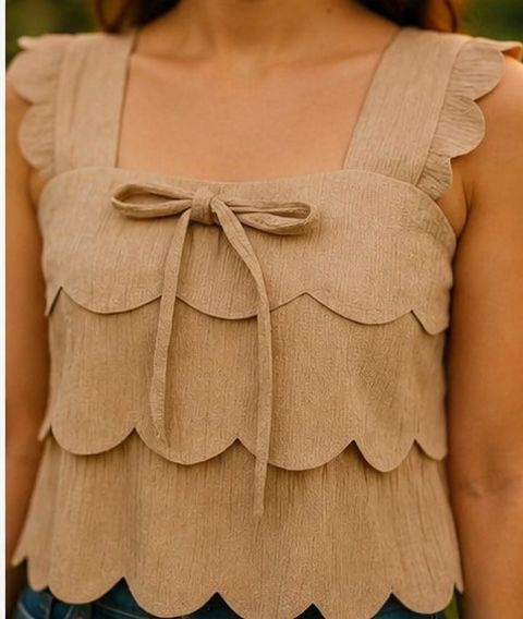 Bullcraft Casual Self Design Women Beige Top - Buy Bullcraft Casual ...
