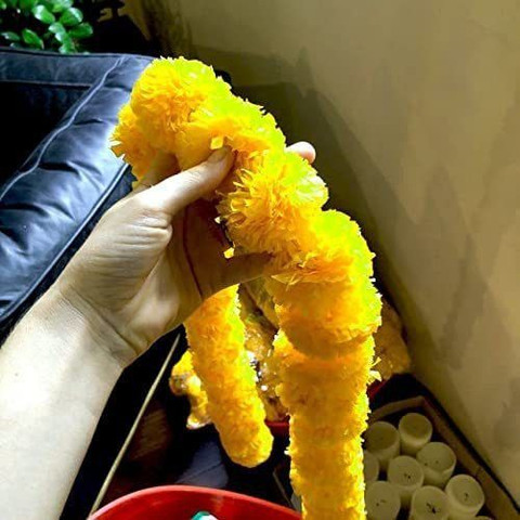 Santracom Artificial Marigold (Genda) Fluffy Flower Mala (Orange ...