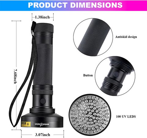 amiciVision 18W 100 LED UV 395nm Wavelength Ultraviolet and Stain ...