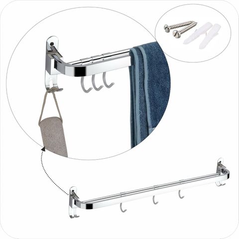 Pillu Stainless Steel 304 Grade Foldable Towel Hanger for Bathroom 24 ...