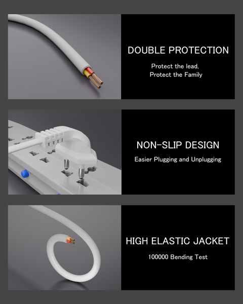 Fedus Power Cord 1.8 m 2-pin L-Shape Universal Replacement AC Power ...
