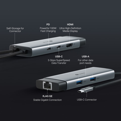 TP-Link UH6120C USB Type-C 6-Port Hub 4K@60Hz HDMI RJ45 Gigabit 5 Gbps ...