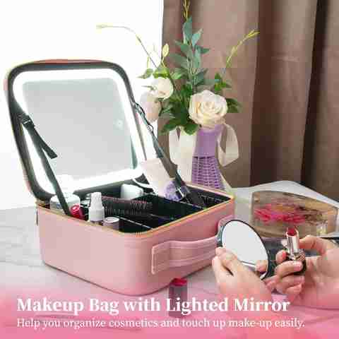 makeup case with lights and mirror