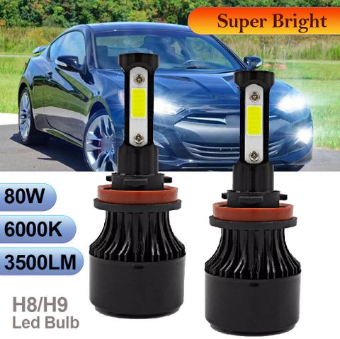 AUTO PEARL 4-Sides H8/H9 LED Bulb for Car 80W-12V 3500LM 6000K Ultra ...