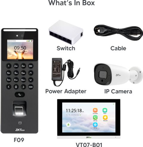 ZKTeco F09 video Intercom System with VT07-B01 7 inch screen Video Door ...