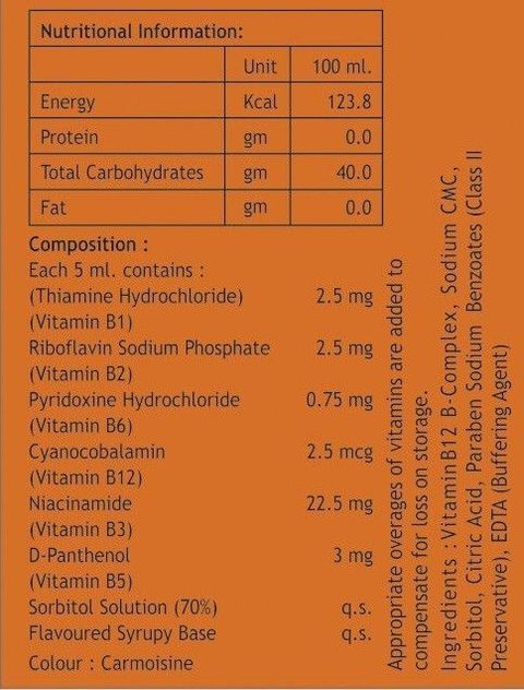 BEECOFIX Vitamin B12 B-Complex Syrup for Boosts Immunity Vitamins B1 ...