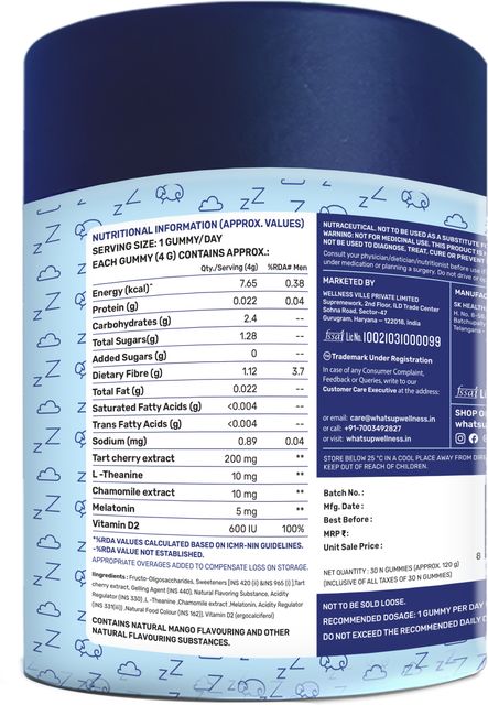 What's Up Wellness Melatonin Gummies for Sleep, Muscle Recovery & Nerve ...