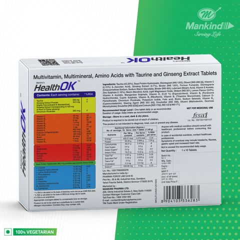 Health Ok Daily Multivitamin With Natural Ginseng for Energy & Overall ...