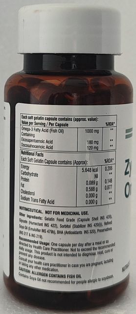 NUTRIZEN ZYDUS OMEGA 3 FATTY ACID FISH OIL 1000 MG WITH DHA FOR BRAIN ...