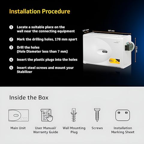 V-Guard VG400 for 1.5 Ton A.C (170V to 270V) Voltage Stabilizer /18000 ...