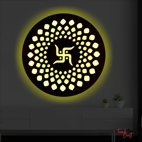 trendDecor Craft Swastik Hindu Symbol Wall Art With LED for Door, Home ...