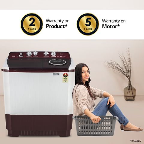LG Electronics 10.5 kg Semi Automatic Top Load Washing Machine Maroon ...