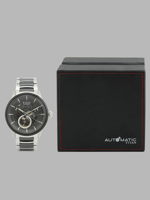 Titan Titan Automatic Grey Dial Silver & Black Ceramic Strap Analog ...