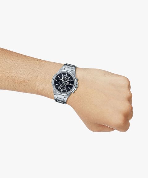 CASIO EFV-640D-1AVUDF Edifice Black Dial Silver Stainless Steel Band ...