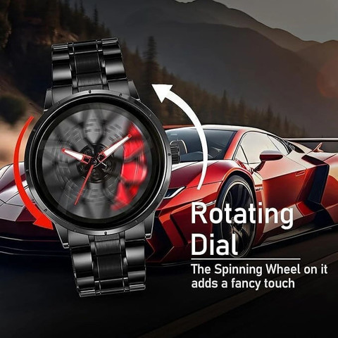 Spinner Men’s Rotating Wheel Dial Analog Watch A36 Car wheel | Spinning ...