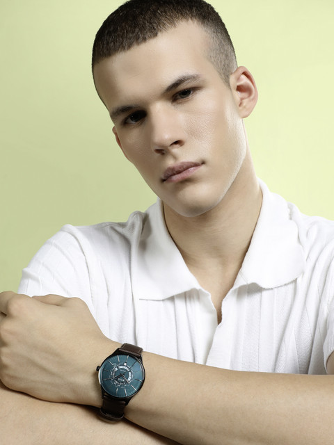 Titan Titan World Time with Date Green Dial Brown LeatherStrap Analog ...
