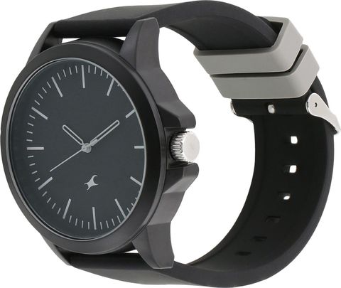 Fastrack 38024PP25 Fastrack Tees Black Dial Black Silicone Strap Unisex ...
