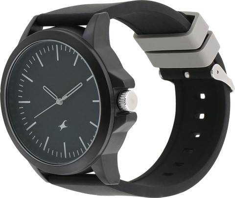 Fastrack 38024PP25 Fastrack Tees Black Dial Black Silicone Strap Unisex ...