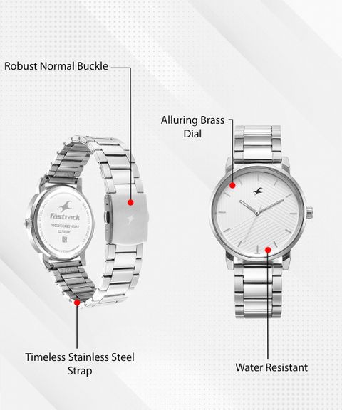 Fastrack Stunners 6.0 Fastrack Stunners White Dial Silver Metal Strap ...