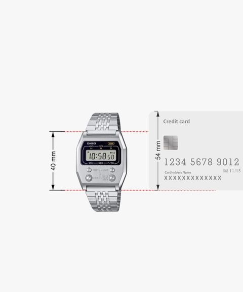CASIO A1100D-1DF Vintage Silver Dial Silver Stainless Steel Band ...