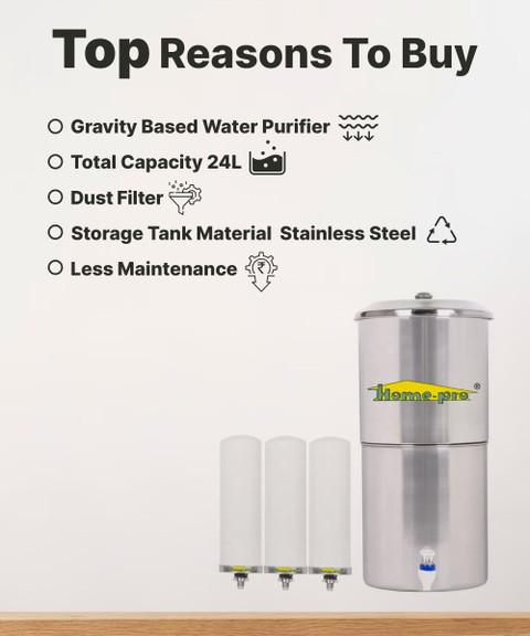 Home-pro Stainless Steel Water Filter | Non Electric | Long Ceramic ...