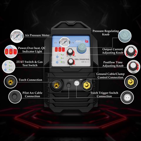 iBELL IBL P60 PRO Plasma Cutter, 60A HF Pilot Arc Plasma Cutting ...