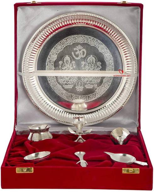 Silver Plated Pooja Thali: Buy Silver Plate for Pooja Online in India ...