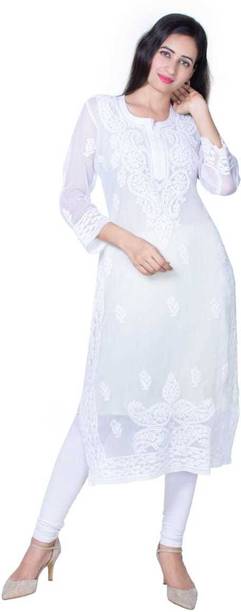 White Chikankari Kurti - Buy White Chikankari Kurti online at Best ...
