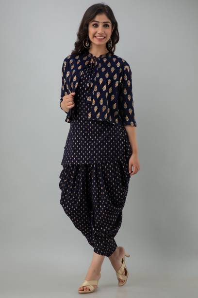 Ethnic Jacket Kurta And Dhoti Pant Set Womens Ethnic Sets - Buy Ethnic ...