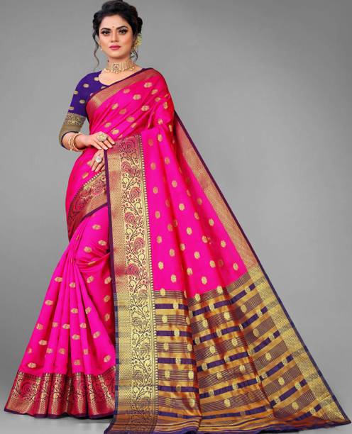 Cotton Pink Saree - Buy Cotton Pink Saree online at Best Prices in ...