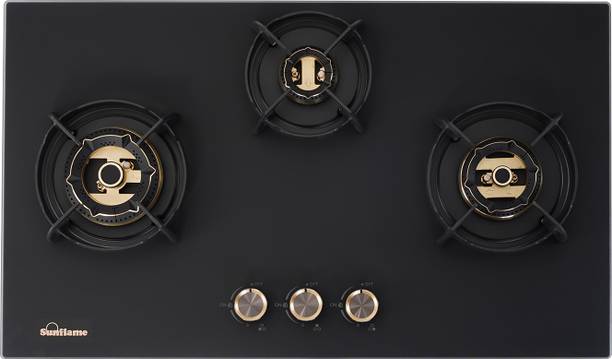3 Burner Gas Stoves | Premium Glass Top & Auto Ignition Models