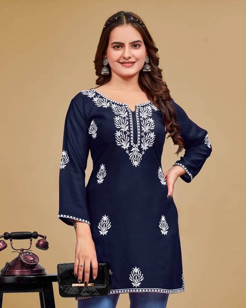 Chikankari Short Kurti - Buy Chikankari Short Kurti online at Best ...