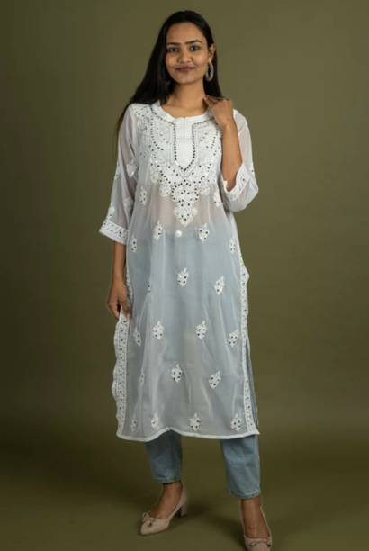 White Chikankari Kurti - Buy White Chikankari Kurti online at Best ...