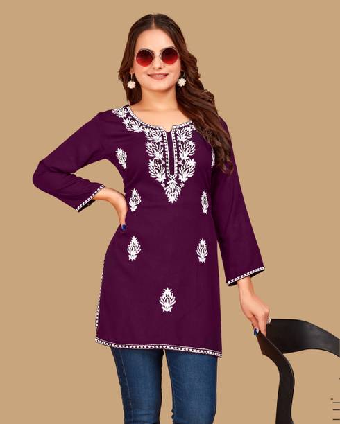 Chikankari Short Kurti - Buy Chikankari Short Kurti online at Best ...