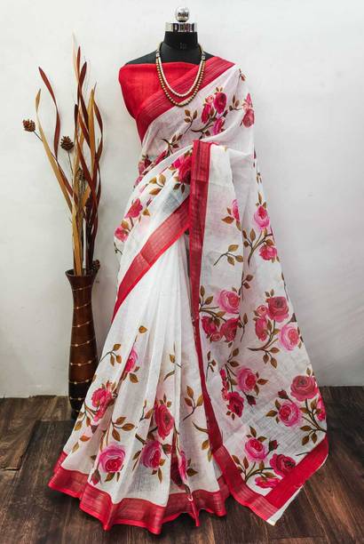 White Saree With Red Border - Buy White Saree With Red Border online at ...