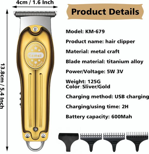 Kemei KM-679 Trimmer 180 min Runtime 4 Length Settings (Gold) Price in India - CompareNow