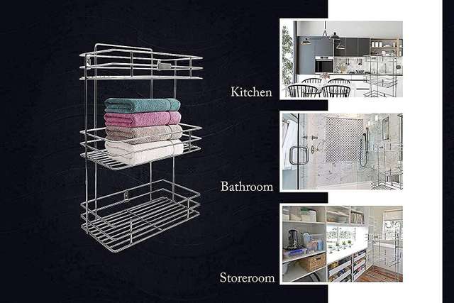 Stainless Steel Storage Rack 3 Layer Wall Mount Hanging kitchen rack ...