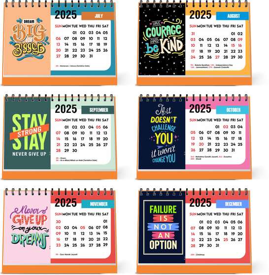 Positive Quotes Desk Calendar 2025, A5 Size, Twin-Wire Bound 2025 Table ...