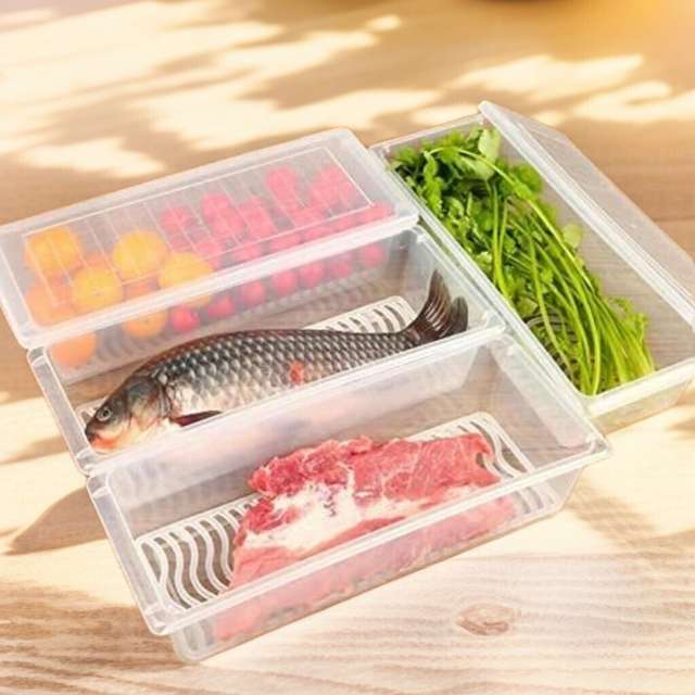 KWINTAS Sleek Fridge Stacking Containers set - 1500 ml Plastic Fridge ...