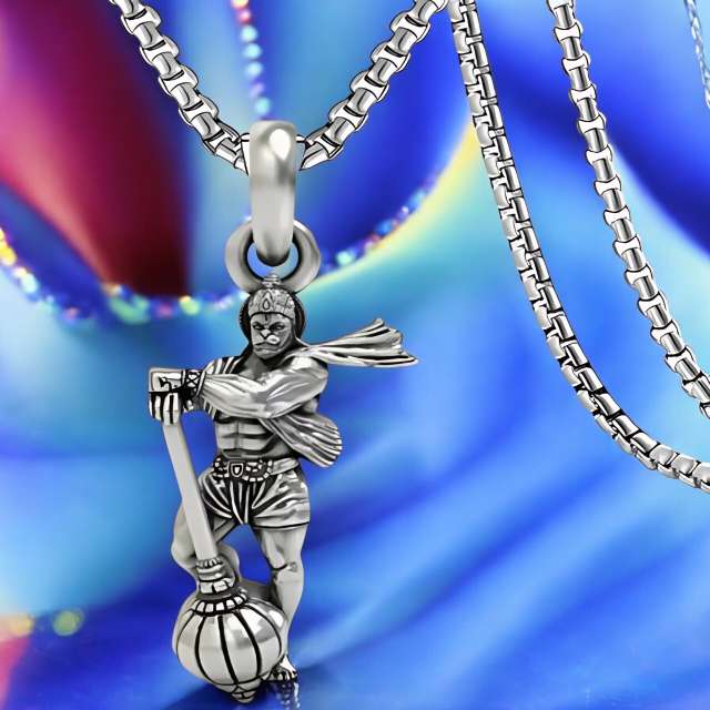Hanumanji With Gada Silver Pendant Chain Brass Price in India - Buy ...