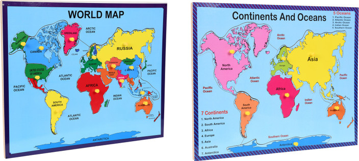 Continents Map Of Continents And Oceans Of The World On
