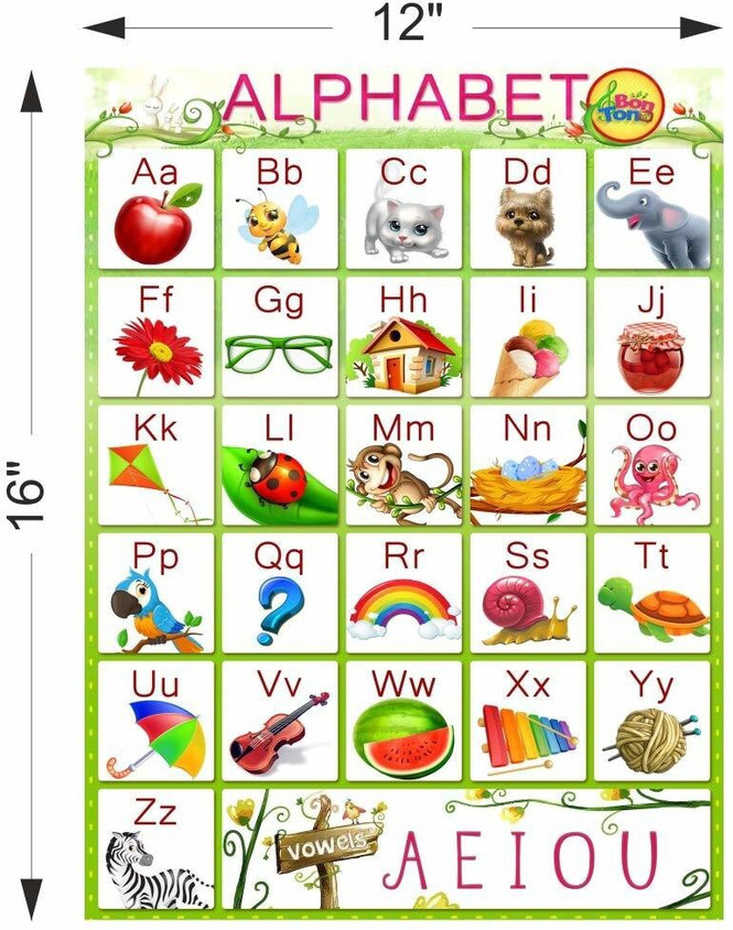 Abc Alphabet Poster Chart Laminated Double Sided 18 X 24 Buy
