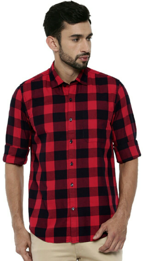 Buy REHAN Men Checkered Casual Red