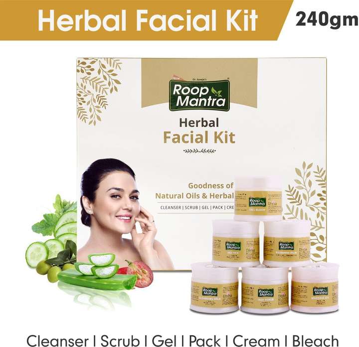 Roop Mantra Herbal Facial Kit for Glowing Skin Cleansing Milk Face Scrub Massage Gel Face Pack Nourishing Cream Face Bleach Price in India Buy Roop Mantra Herbal Facial Kit for Glowing
