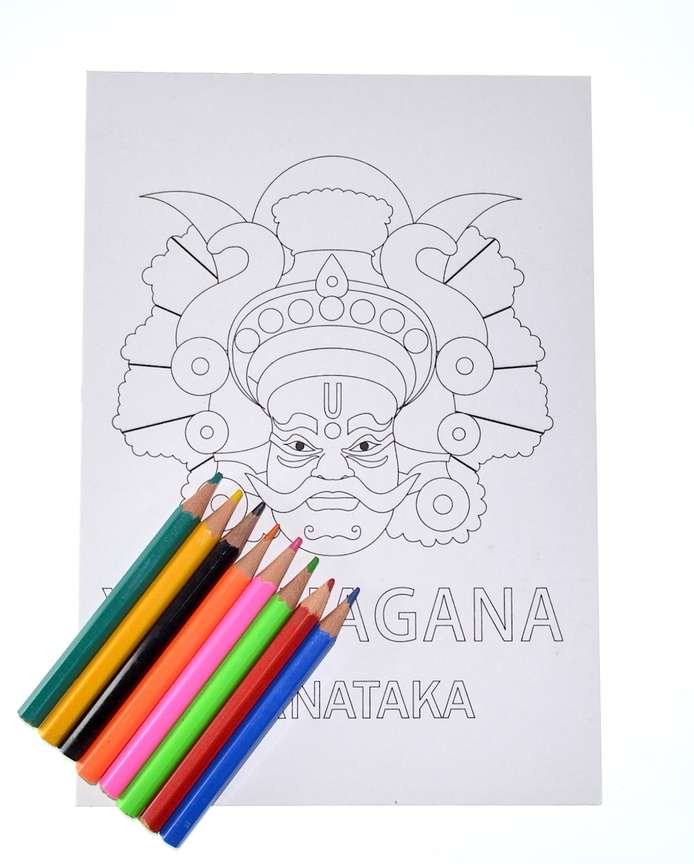 how to draw yakshagana face