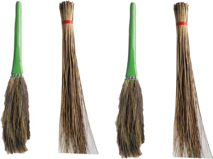 KITHANIA No dust Broom Easy Floor Cleaning Broom Mop for Home Office Street Long Handle with 3 nut jhadu 2 Phool jhadu 2 Bamboo Stick Seek Coconut jhadu Broom Eco